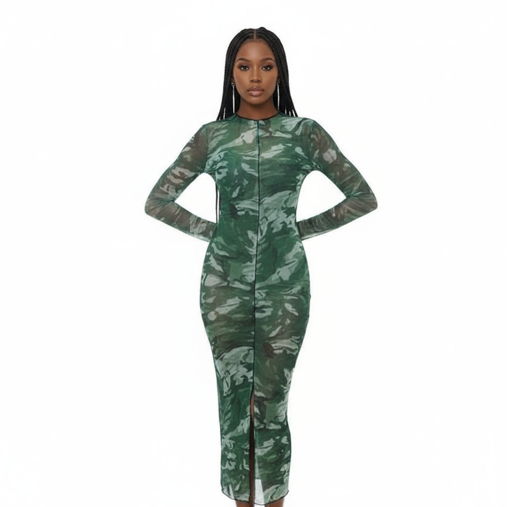 Mesh see-through bodycon dress