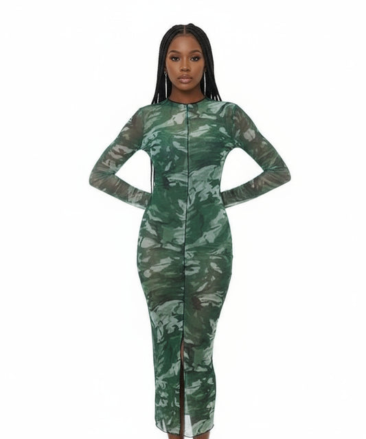 Mesh see-through bodycon dress