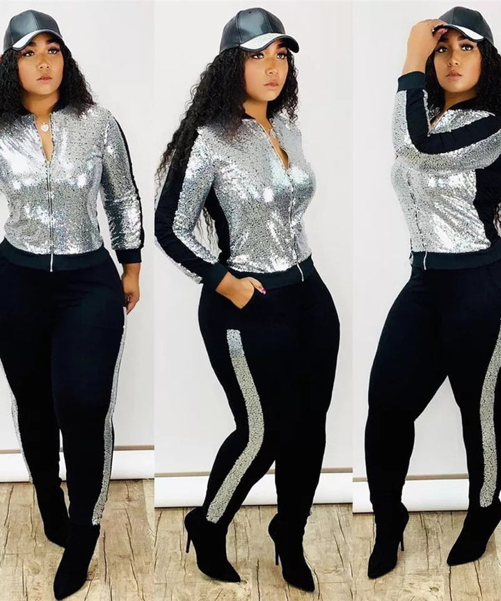 Sequin 2 Piece Set Women Tracksuit – YELLOW SUB TRADING