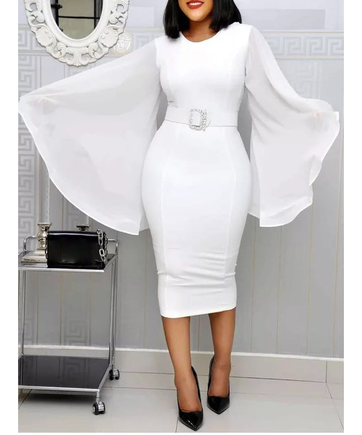 Chiffon Flare Sleeve Bodycon Dress – YELLOW SUB TRADING