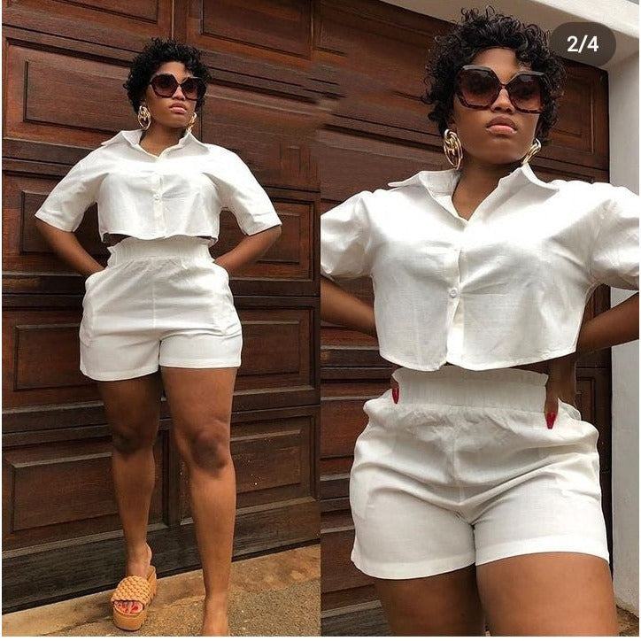 Drop Crop Blouse & High Waist Short Set – YELLOW SUB TRADING