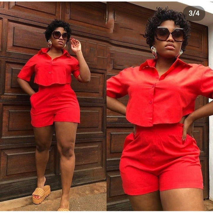 Drop Crop Blouse & High Waist Short Set – YELLOW SUB TRADING