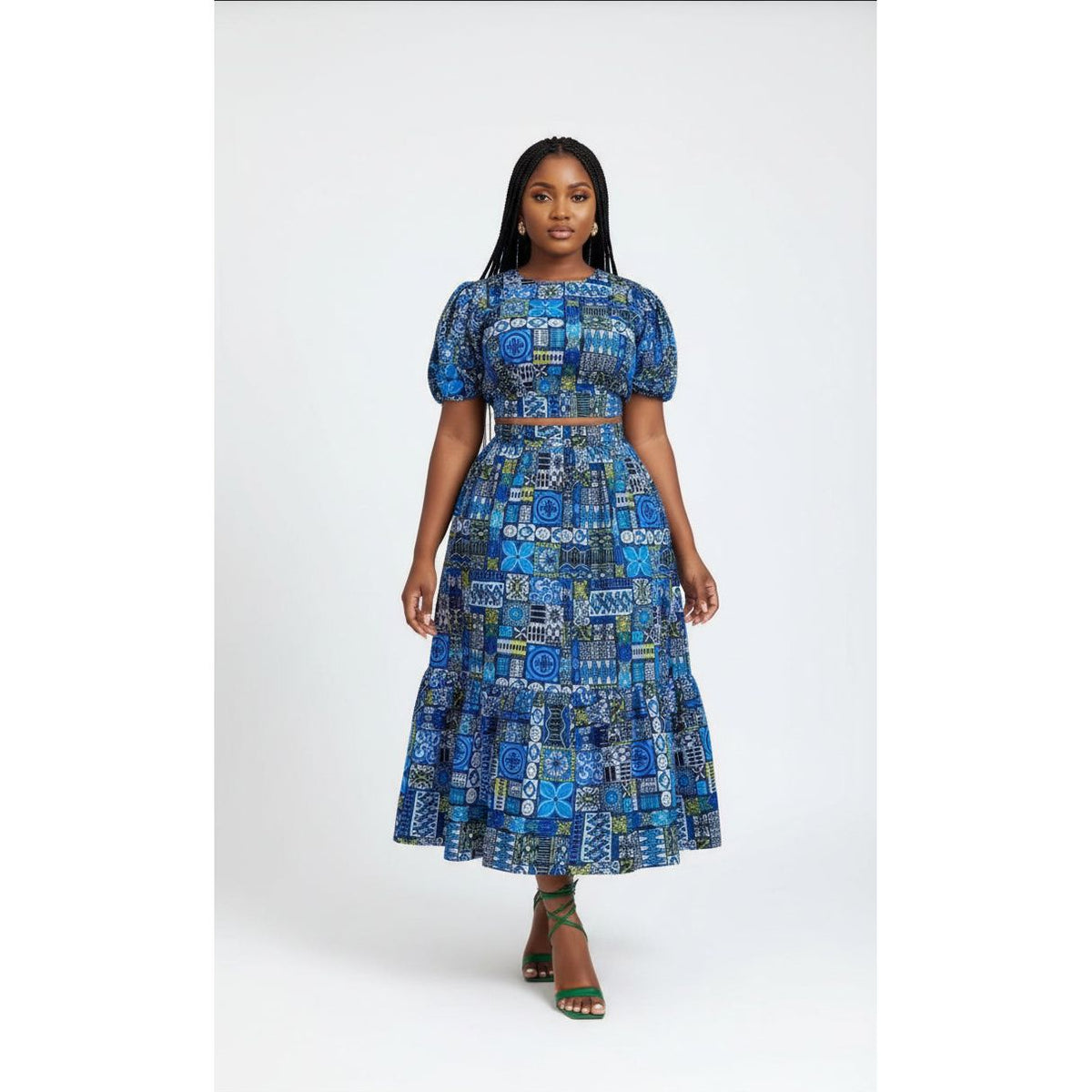 African Printed Short Sleeve Top & Skirt Set — YELLOW SUB TRADING