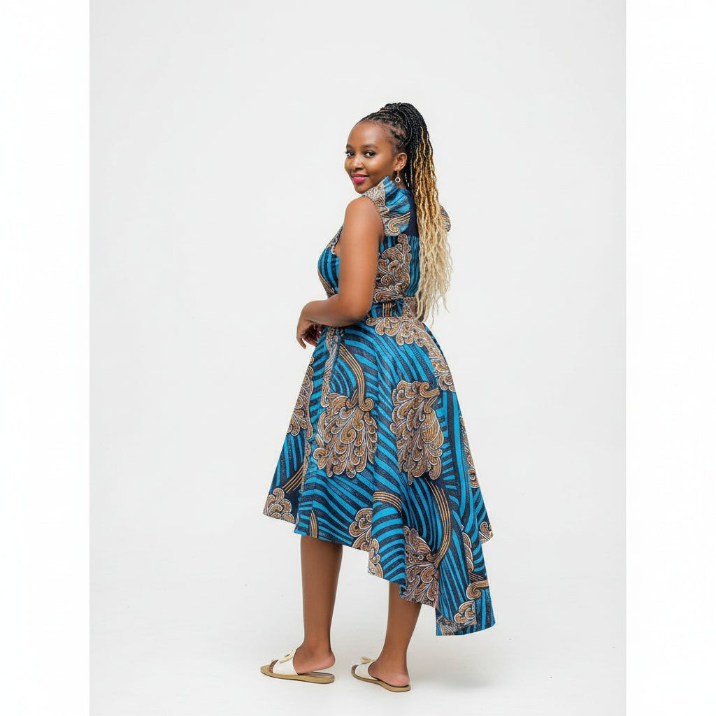 Ankara Short Ruffle Sleeve Print African Dress – YELLOW SUB TRADING