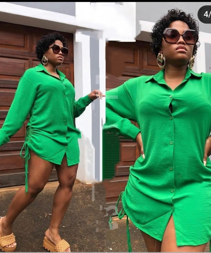 Side String Mini Shirt Dress – YELLOW SUB TRADING