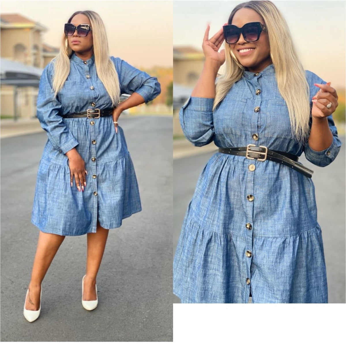 Button detailed Denim Dress — YELLOW SUB TRADING
