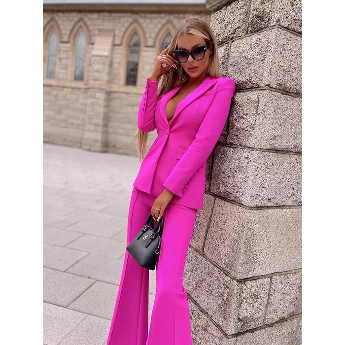 Business Single Buttons Flared Pants & Blazer Formal Suit — YELLOW SUB ...