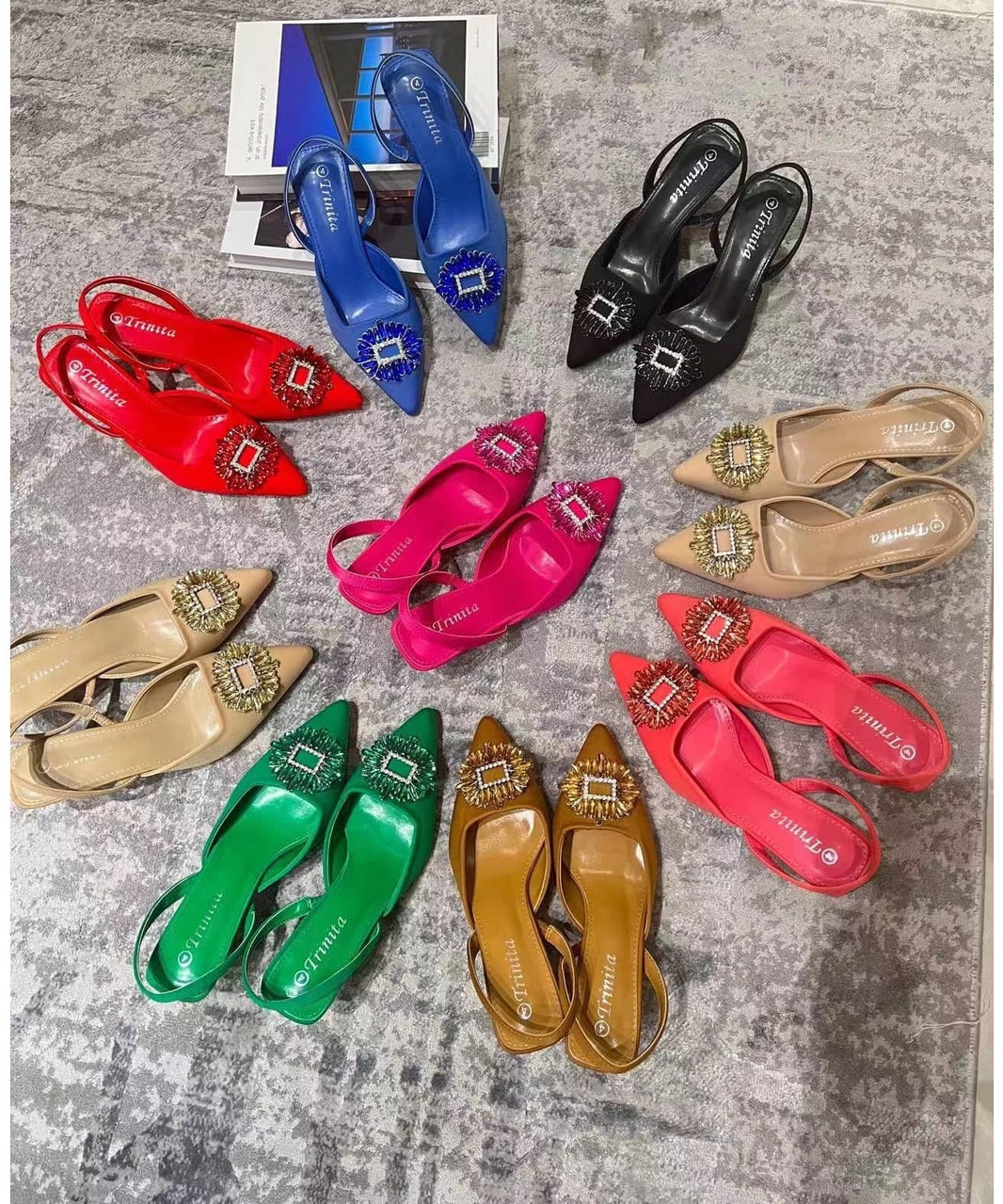 Rhinestones Decorated Pointed Heels Pumps – YELLOW SUB TRADING