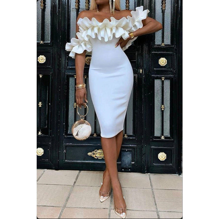 Sexy Ruffled Bodycon Dress — YELLOW SUB TRADING