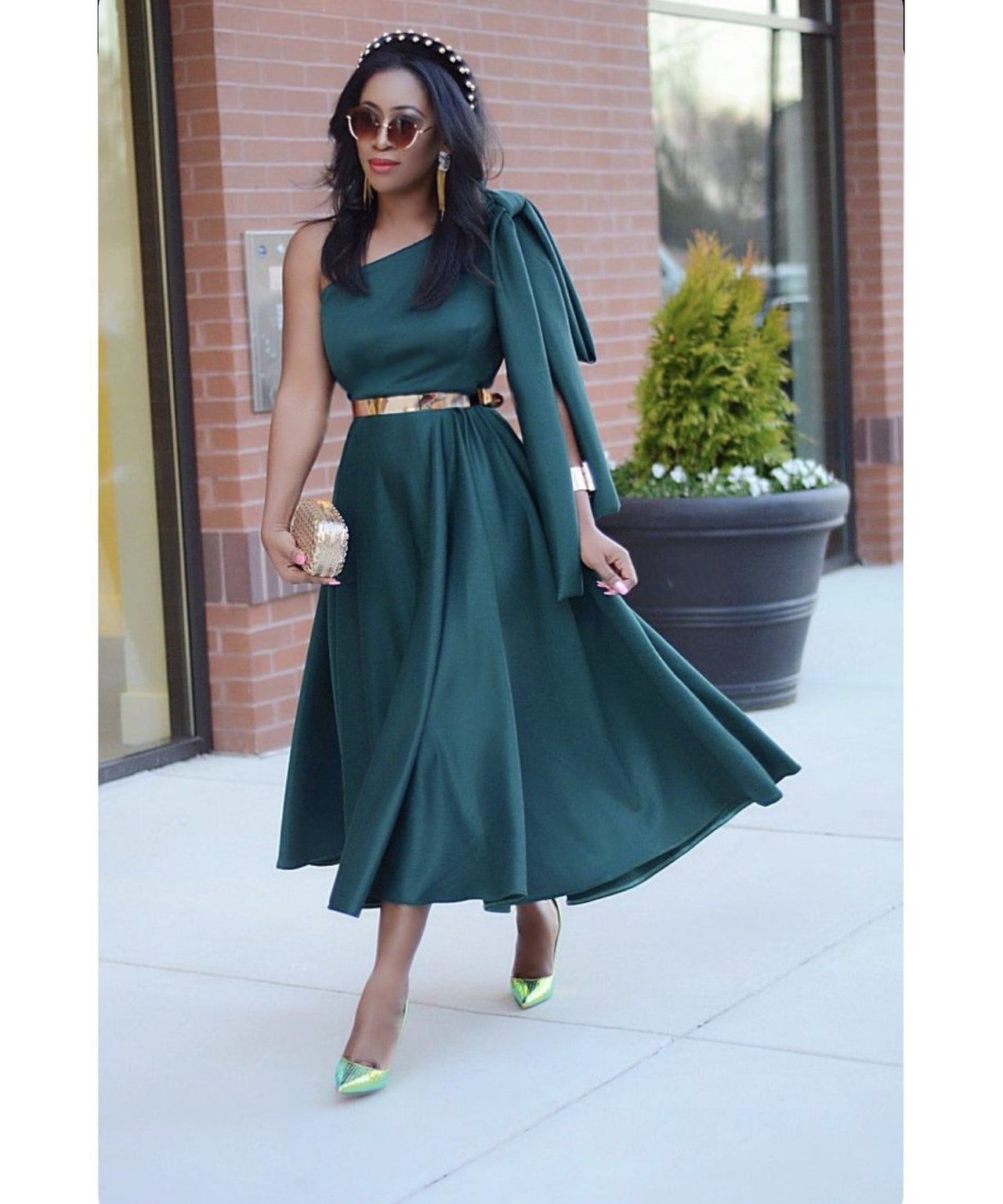 One Hand Off Shoulder Satin Dress – YELLOW SUB TRADING